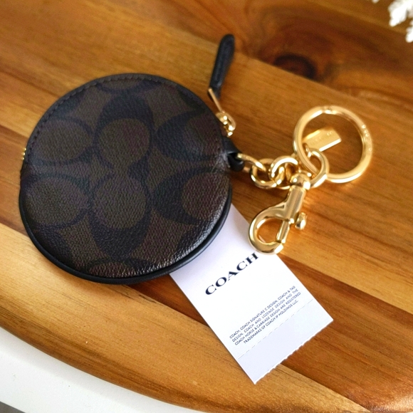 Coach | Accessories | Coach Leather Keychain Nwt Authentic Brown ...